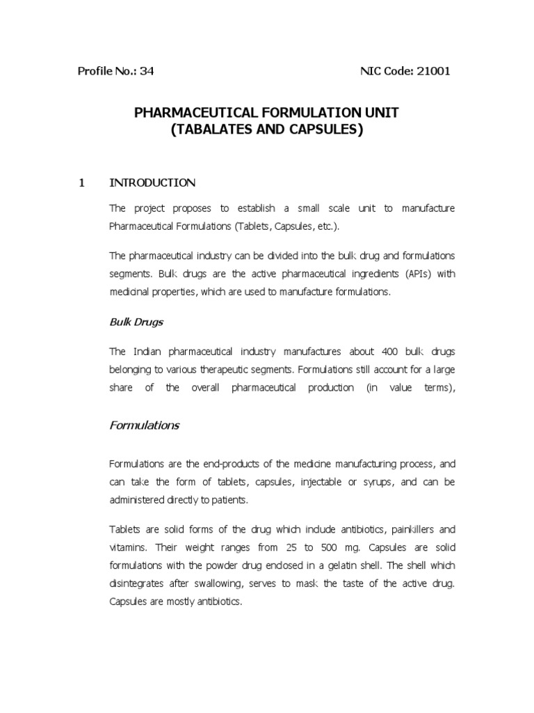Establishing a Small-Scale Pharmaceutical Formulation Unit Focusing on ...