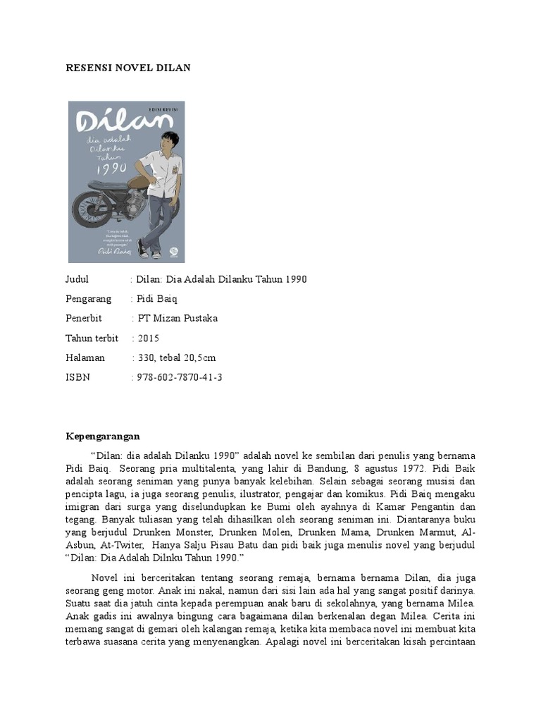 Resensi Novel Dilan | PDF | Fiksi Misteri, Thriller, & Kejahatan | Fiksi Umum