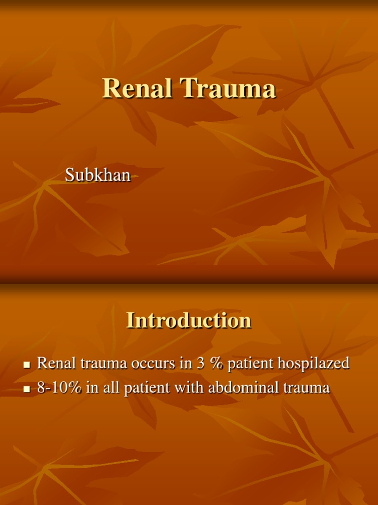 Renal Trauma | PDF | Traumatology | Urology