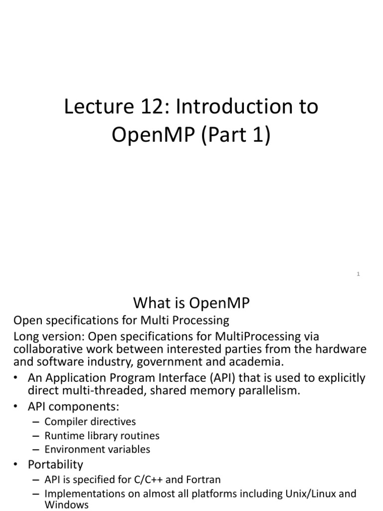 Lec 12 OpenMP | PDF | Process (Computing) | Thread (Computing) Lec 12 OpenMP | PDF | Process (Computing) | Thread (Computing)