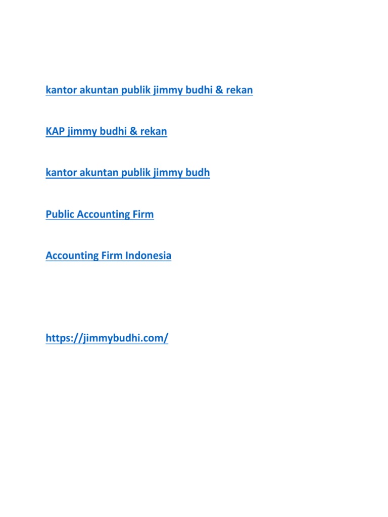 Kantor Akuntan Publik Jimmy Budhi & Rekan | PDF