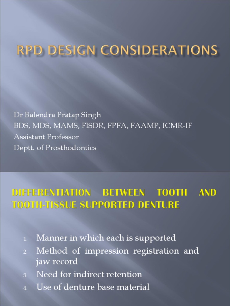 RPD Design for Dental Professionals | PDF | Dentures | Anatomical Terms ...