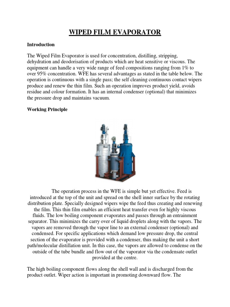 Falling Film Evaporator | PDF | Distillation | Liquids
