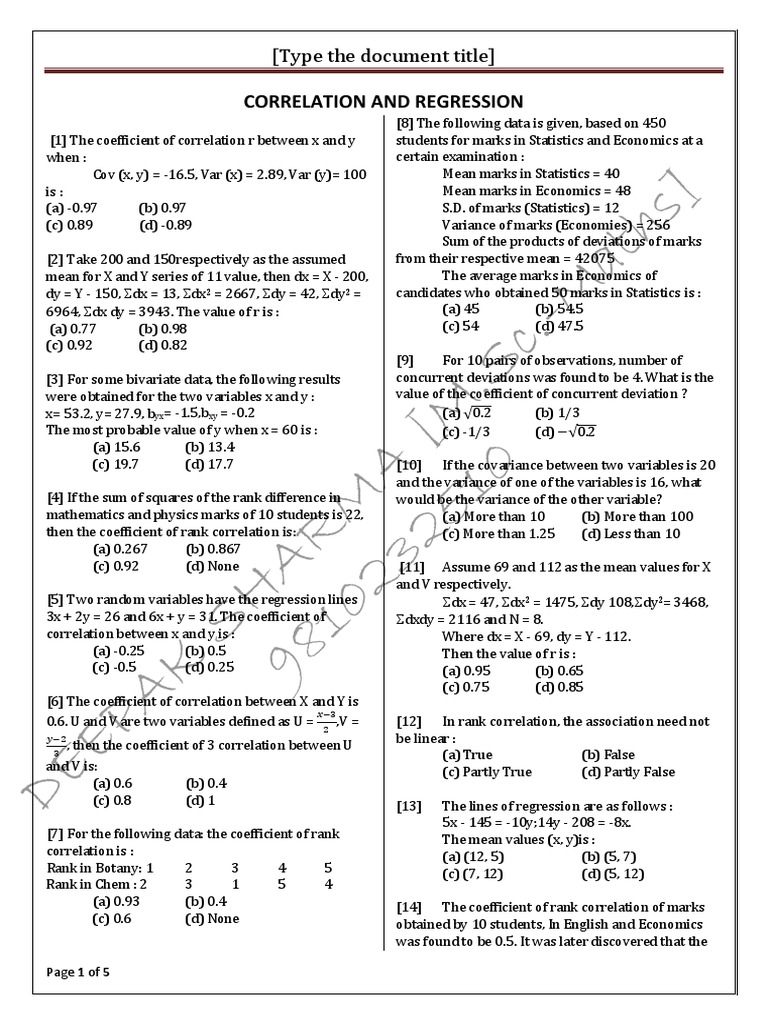 CA Foundation: Correlation & Regression Guide | PDF | Correlation And ...