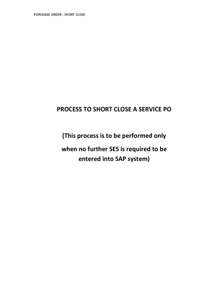 Process To Short Close A Service Po | PDF | Computing | Software