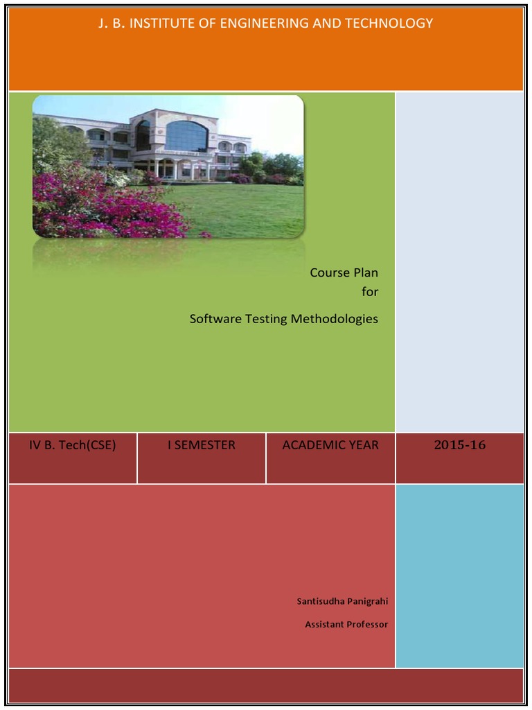 J B Institute of Engineering and Technology: Course Plan For Software ...