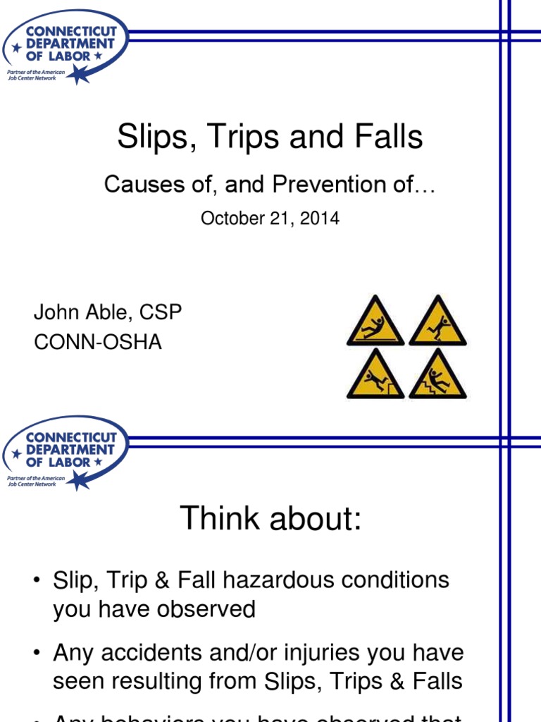 Slips Trips and Falls | PDF | Lighting | Safety