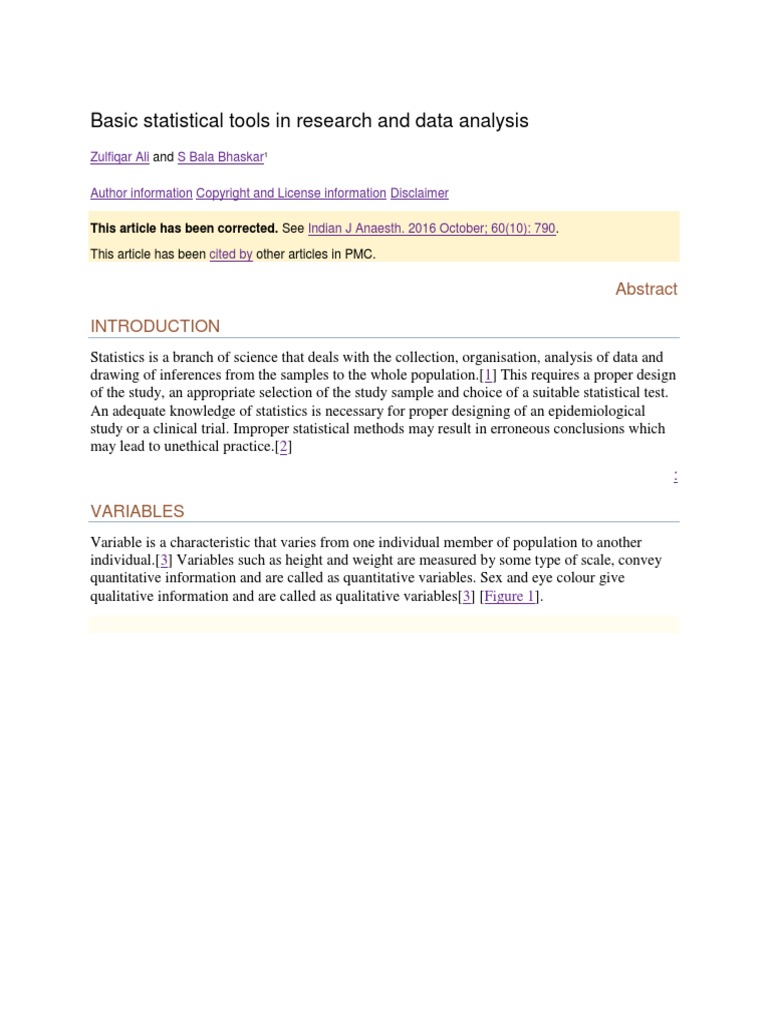 Basic Statistical Tools | PDF | Student's T Test | P Value