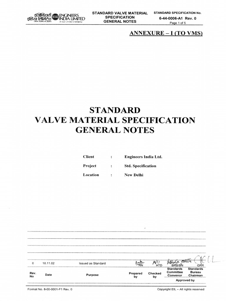 EIL Spec - 1 | PDF | Valve | Specification (Technical Standard) EIL Spec - 1 | PDF | Valve | Specification (Technical Standard)