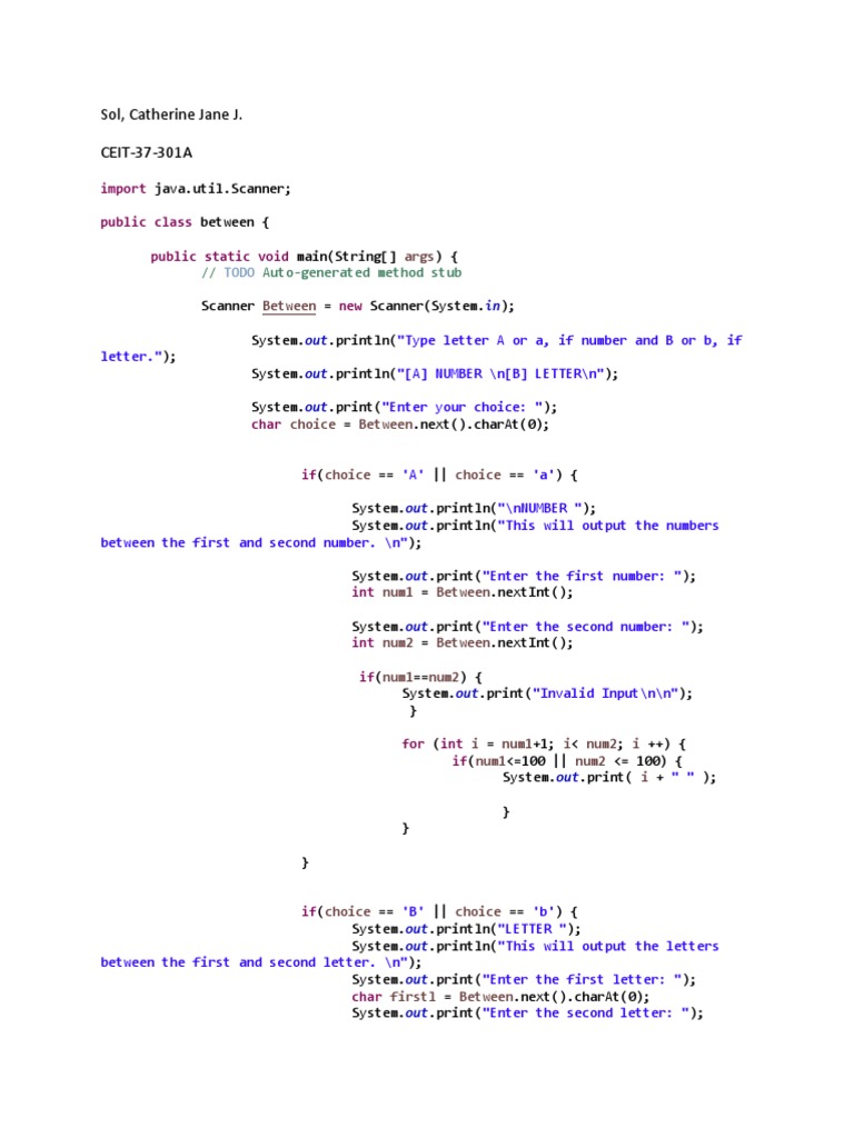 Sol, Catherine Jane J. CEIT-37-301A: Import Public Class Public Static Void | PDF | Software ...