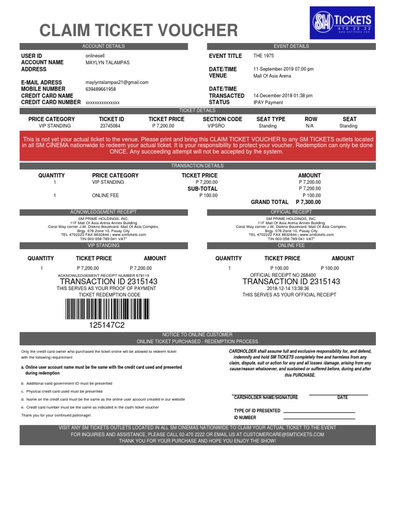Ticket Voucher | PDF | Credit Card | Voucher