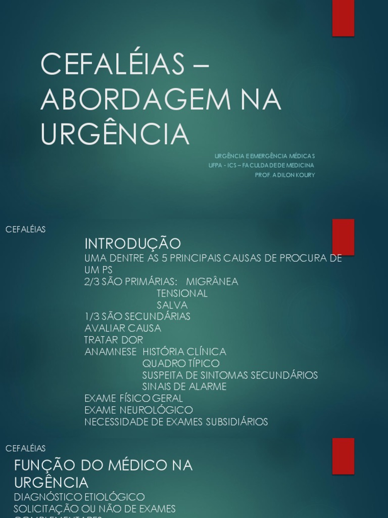 Cefaléias - Abordagem Na Urgência | PDF | Enxaqueca | Dor de cabeça