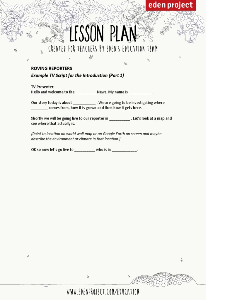 Sample TV Script Eden Project PDF | PDF | Visualization (Graphics) | Map