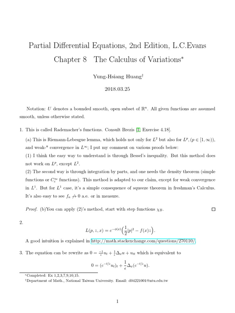 Partial Differential Equations L.C Evans | PDF | Functional Analysis ...
