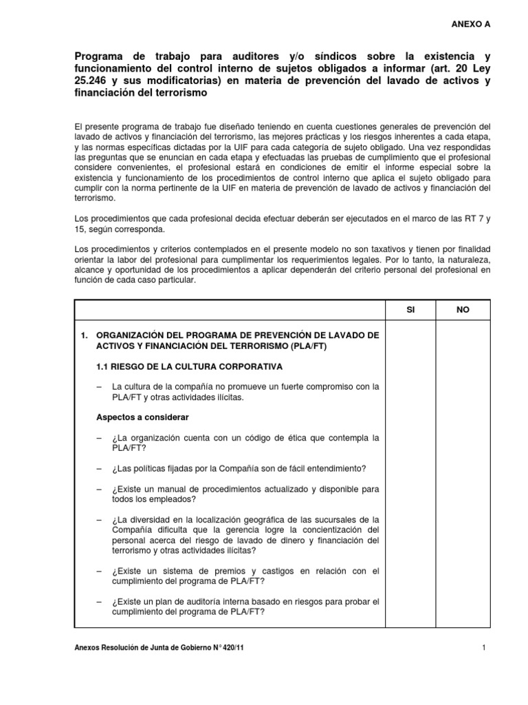 Resolucion - JG FACPCE - Nro.420-11 - Anexos | PDF | Lavado de dinero ... Resolucion - JG FACPCE - Nro.420-11 - Anexos | PDF | Lavado de dinero ...