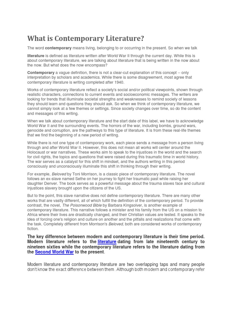 What Is Contemporary Literature? | PDF | Modernism | Narrative