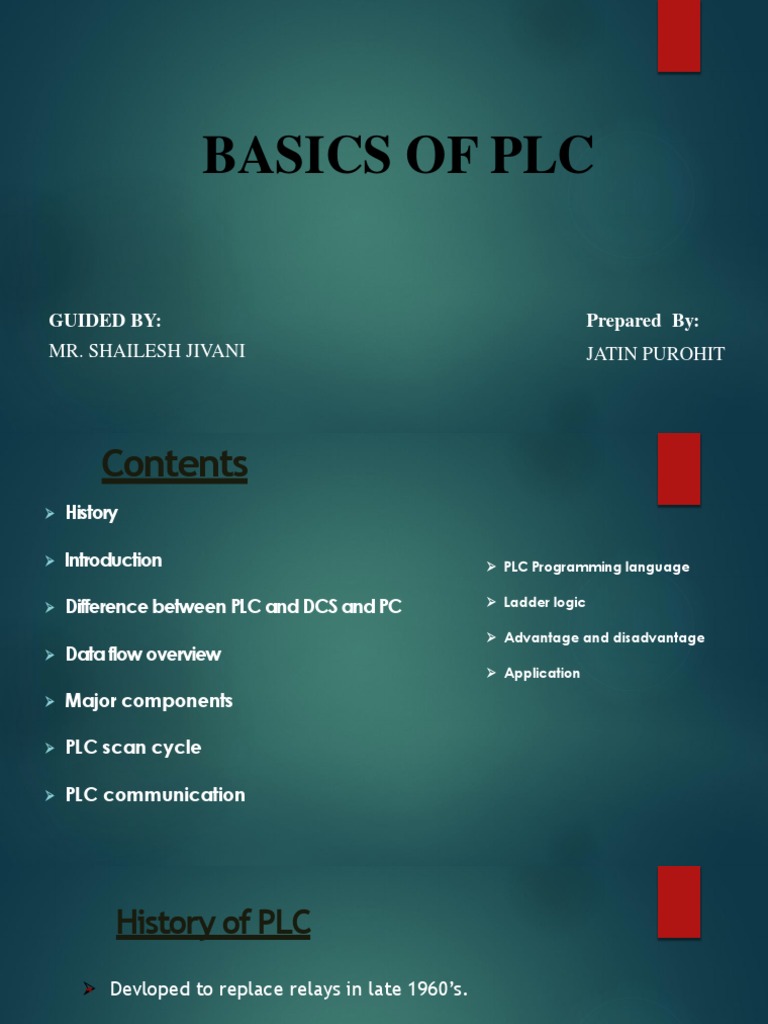 Basics of PLC | PDF | Programmable Logic Controller | Logic Gate