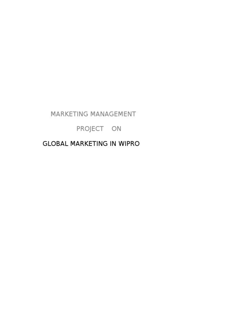 Marketing Management Project On: Global Marketing in Wipro | PDF