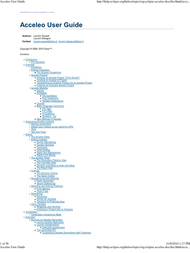 Acceleo User Guide | PDF | Eclipse (Software) | Control Flow