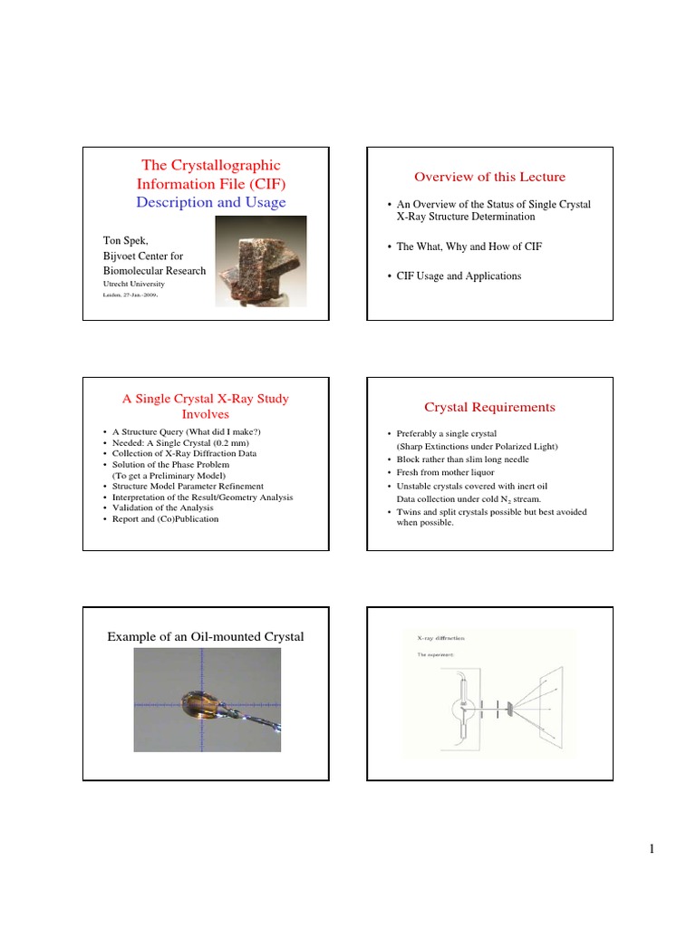 Understanding CIF in X-Ray Crystallography | PDF | X Ray ...