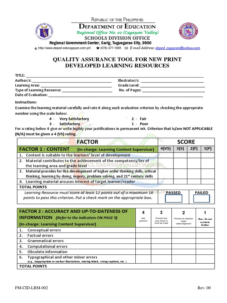 FM CID LRM 002 QA Tool For New Print Contextualized LRs | PDF | Bias | Family