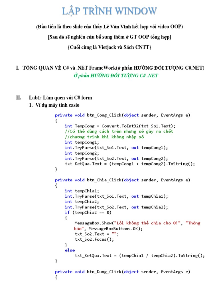 c# Lập Trình Window | PDF