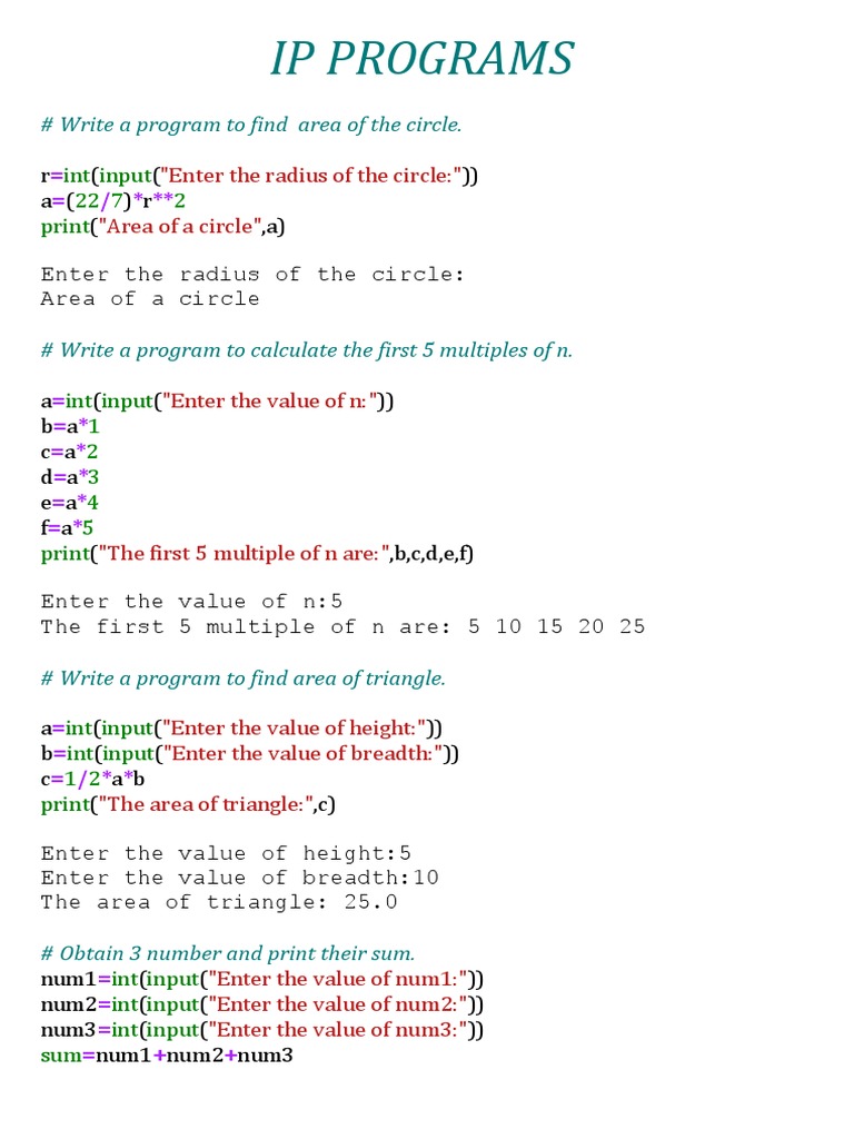 IP Programs | Download Free PDF | Area | Elementary Mathematics