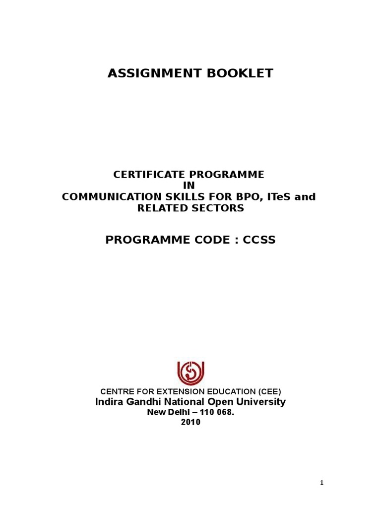 Assignment Booklet: Programme Code: Ccss | PDF | Rights | The United States