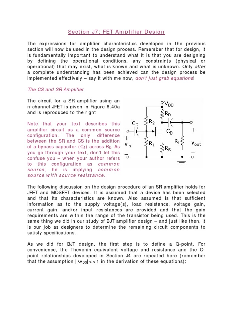 FET Amplifier Design Guide | PDF | Field Effect Transistor | Amplifier