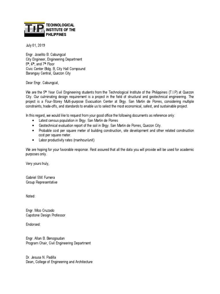 Request for Engineering Project Data | PDF