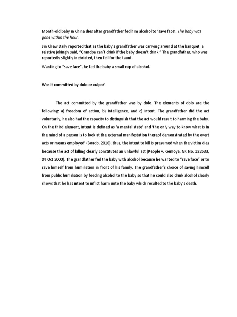 1 Text Assignment - Dolo or Culpa | PDF