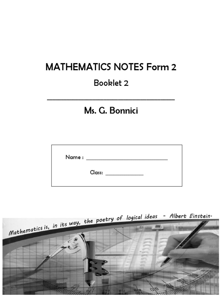Mathematics Notes Form 2: Ms. G. Bonnici | PDF | Cartesian Coordinate ...