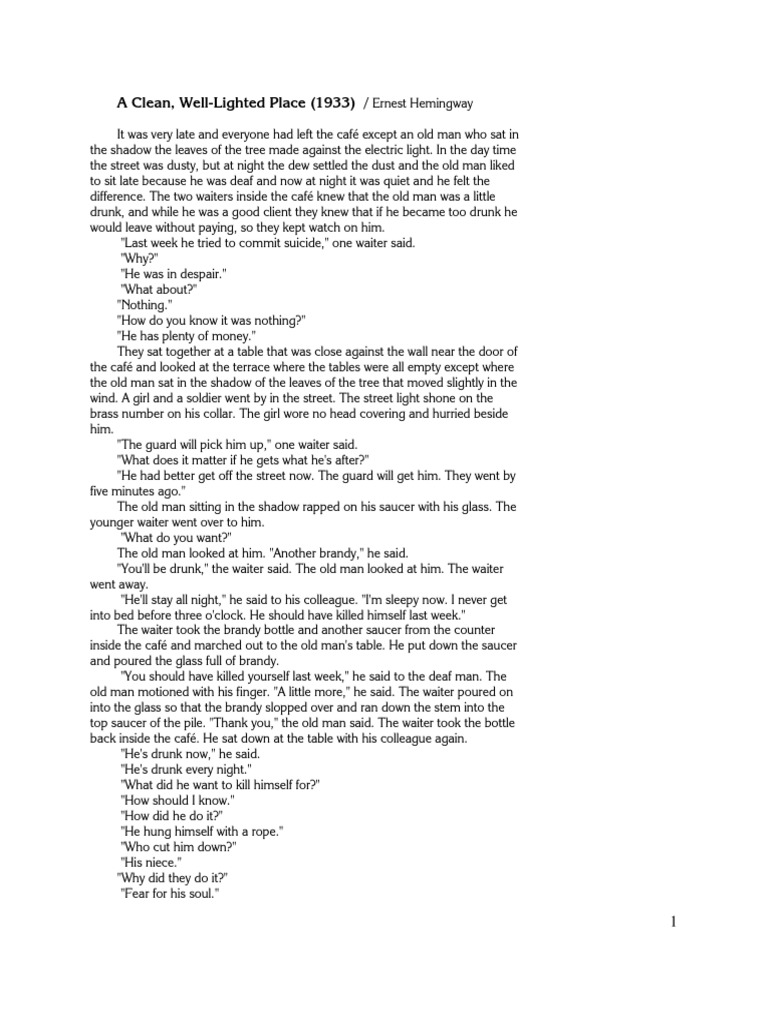 A Clean Well Lighted Place PDF | PDF