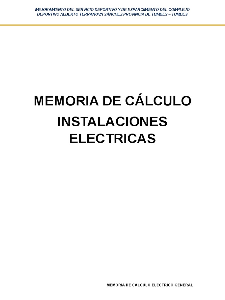 Memoria de Calculo Electrico | PDF | Corriente eléctrica | Energia electrica