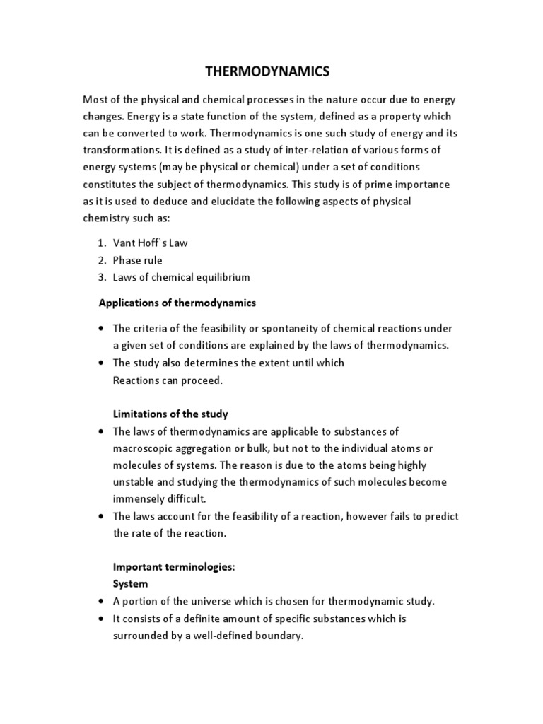 Thermodynamic Notes PDF | PDF | Thermodynamics | Entropy