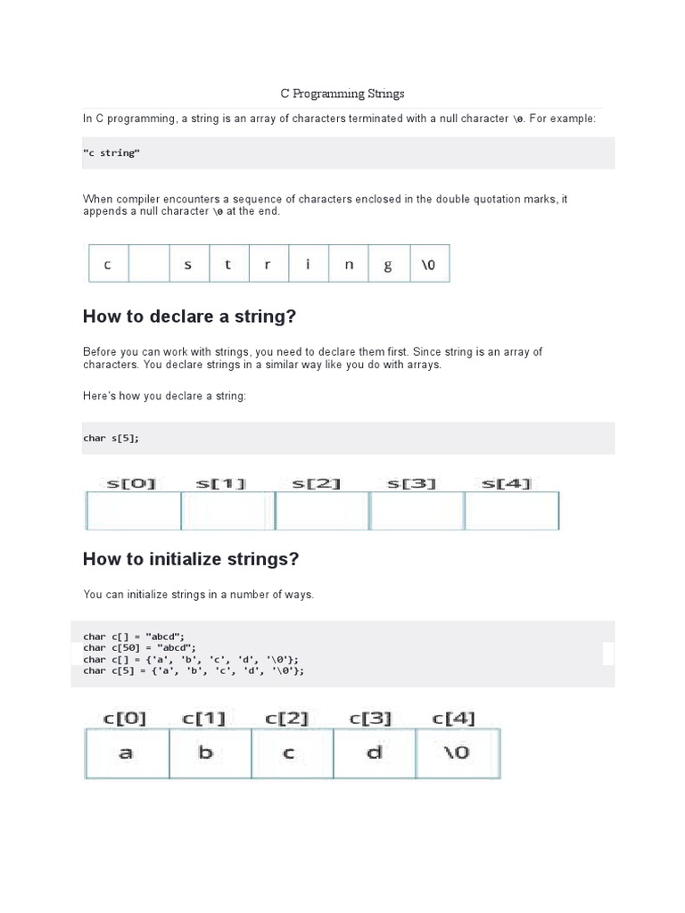 C Programming Strings | PDF | String (Computer Science) | C ...