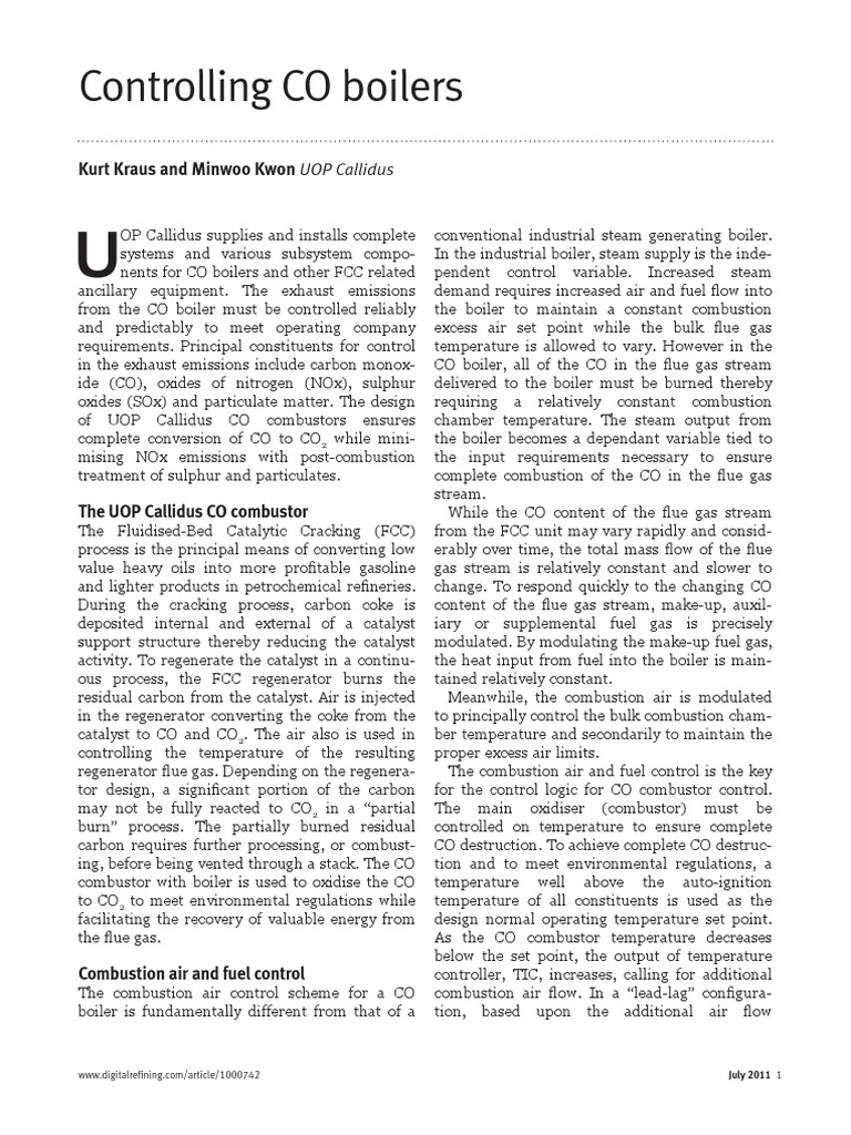 Controlling CO Boilers: Kurt Kraus and Minwoo Kwon UOP Callidus | PDF ...