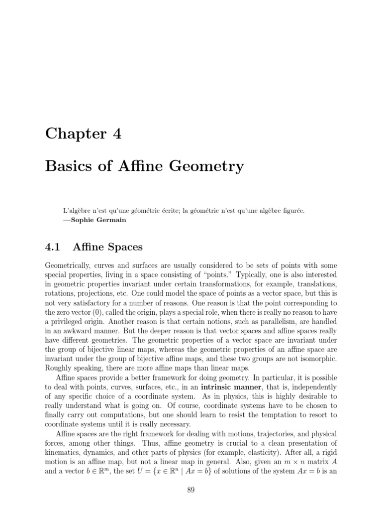 Basics of Affine Geometry | PDF | Linear Subspace | Linear Map