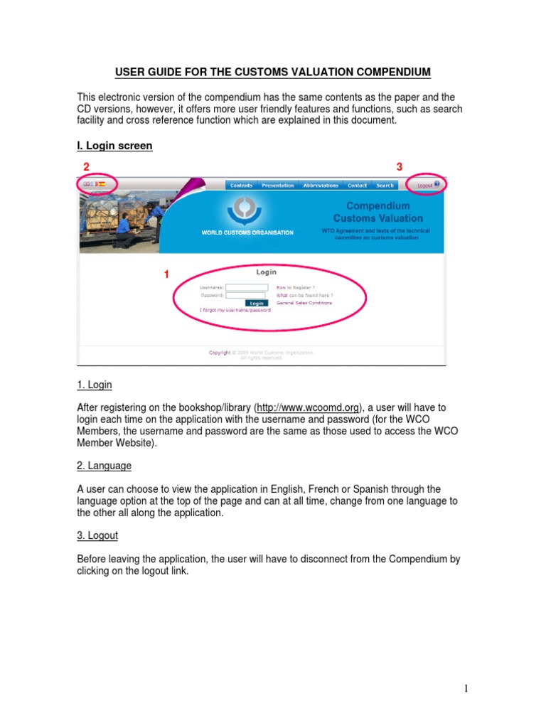 User Guide For The Customs Valuation Compendium | PDF | Login | Trade