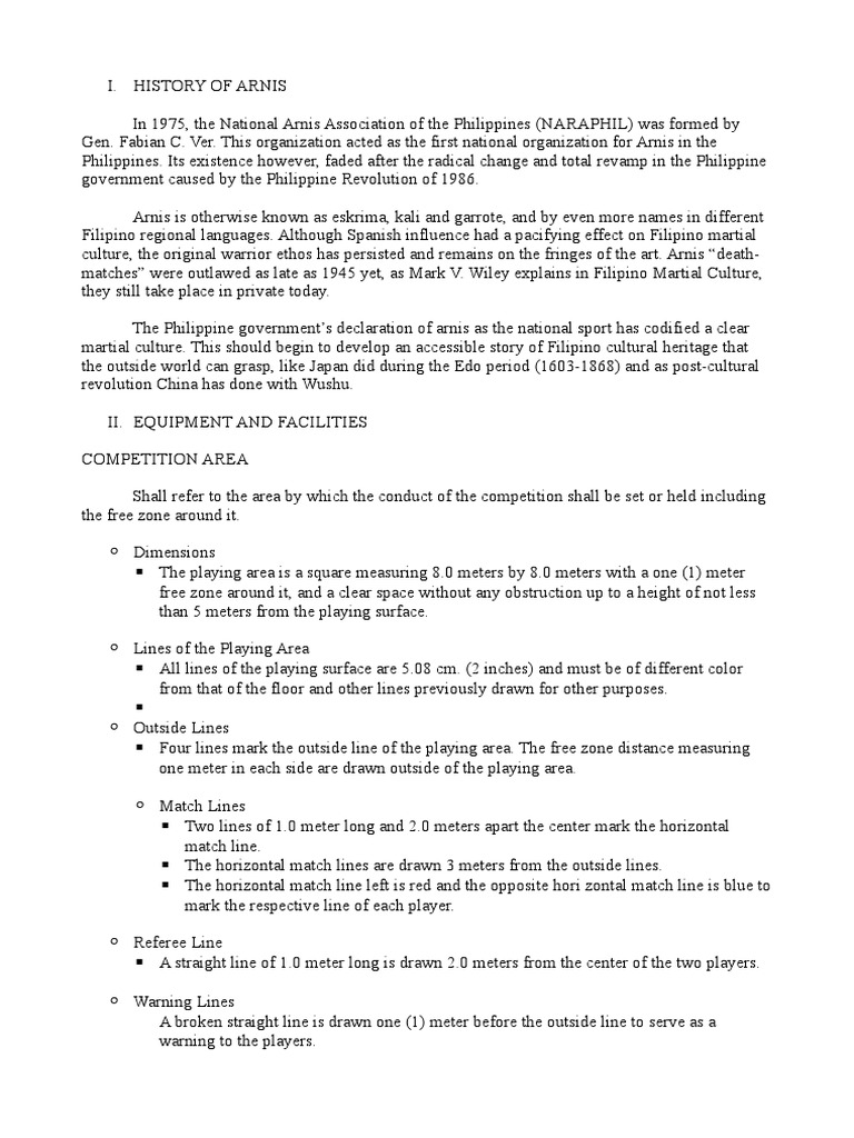 Arnis | PDF | Referee | Sports Rules And Regulations