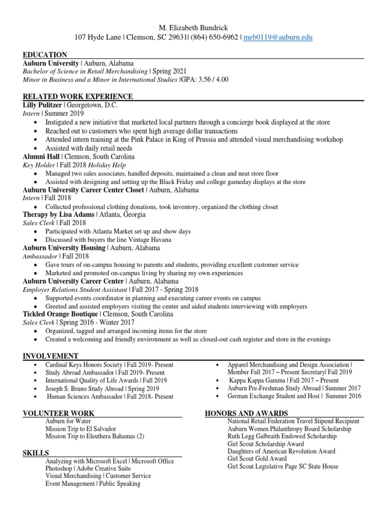 M. Elizabeth Bundrick 107 Hyde Lane - Clemson, SC 29631 - (864) 650 ...