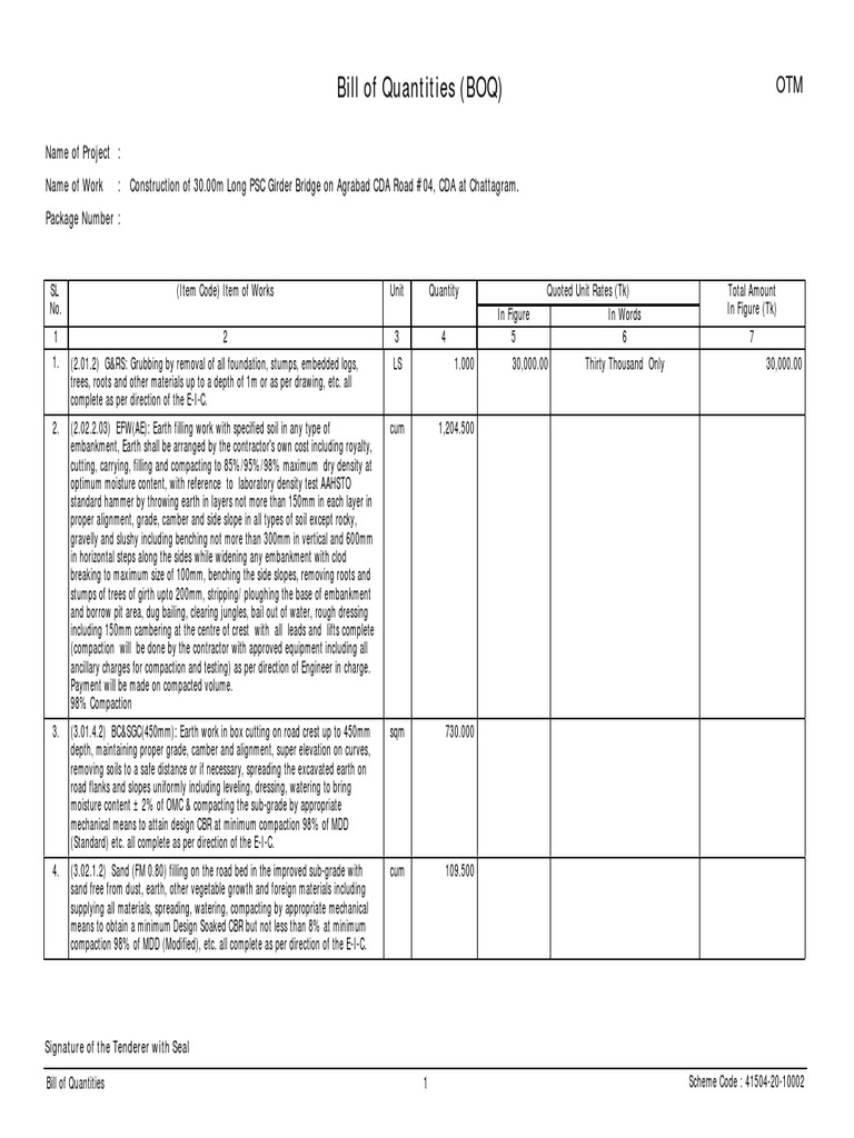 BOQ (Scheme) | PDF | Concrete | Deep Foundation