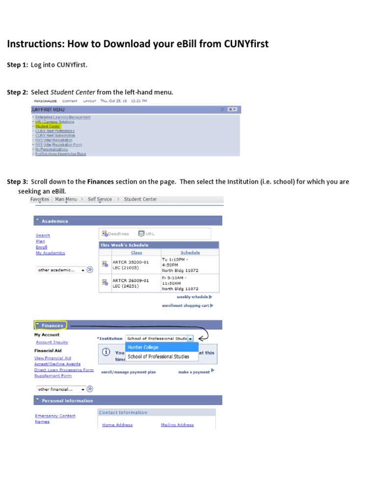 CUNYfirst eBill Download Guide | PDF