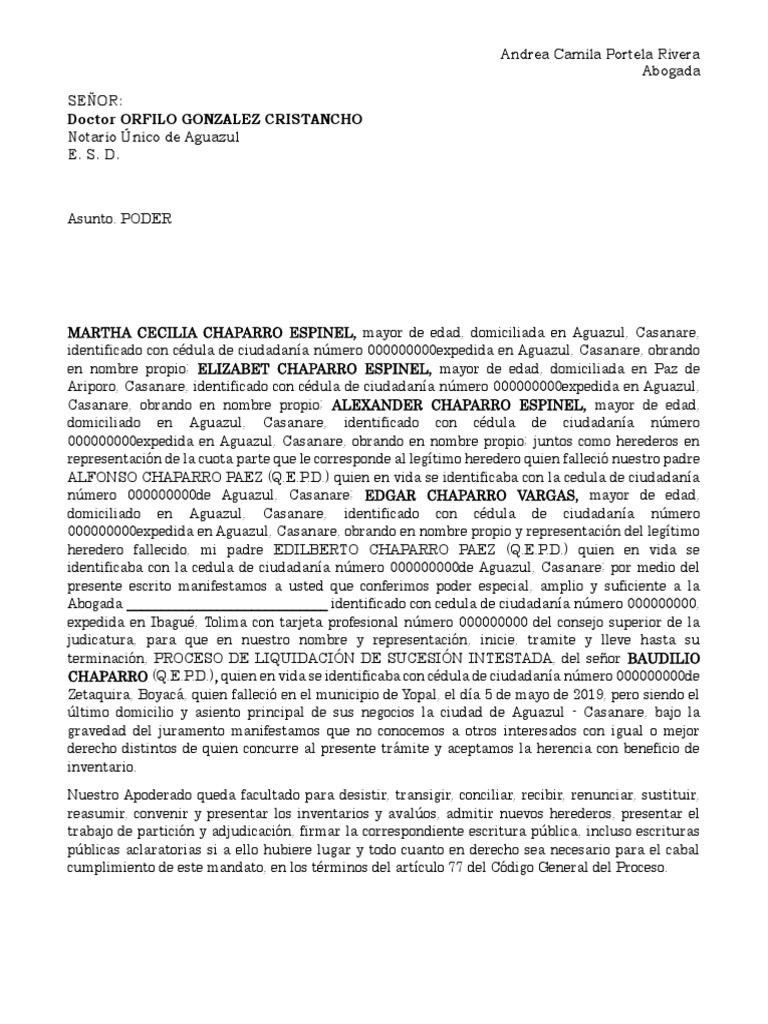 Poder para Iniciar Sucesión Ante Notaria | PDF | Instituciones sociales | Ciencias sociales