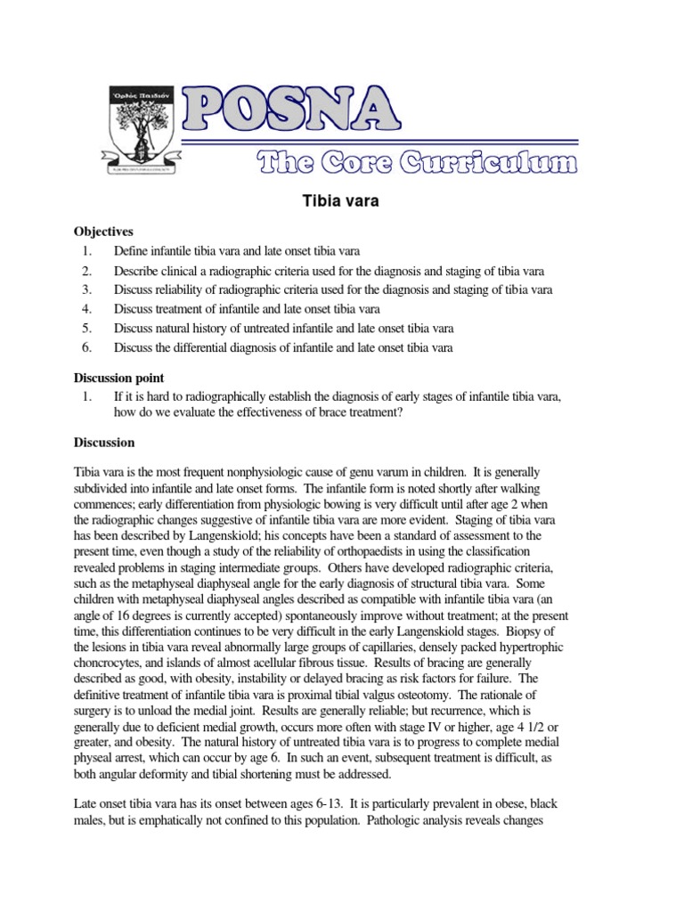Tibia Vara: Objectives | PDF | Orthopedic Surgery | Diseases And Disorders