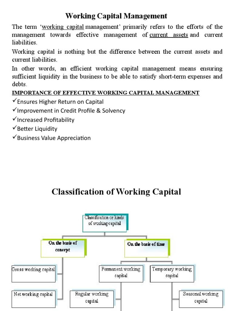 Importance of Effective Working Capital Management | PDF | Working ...