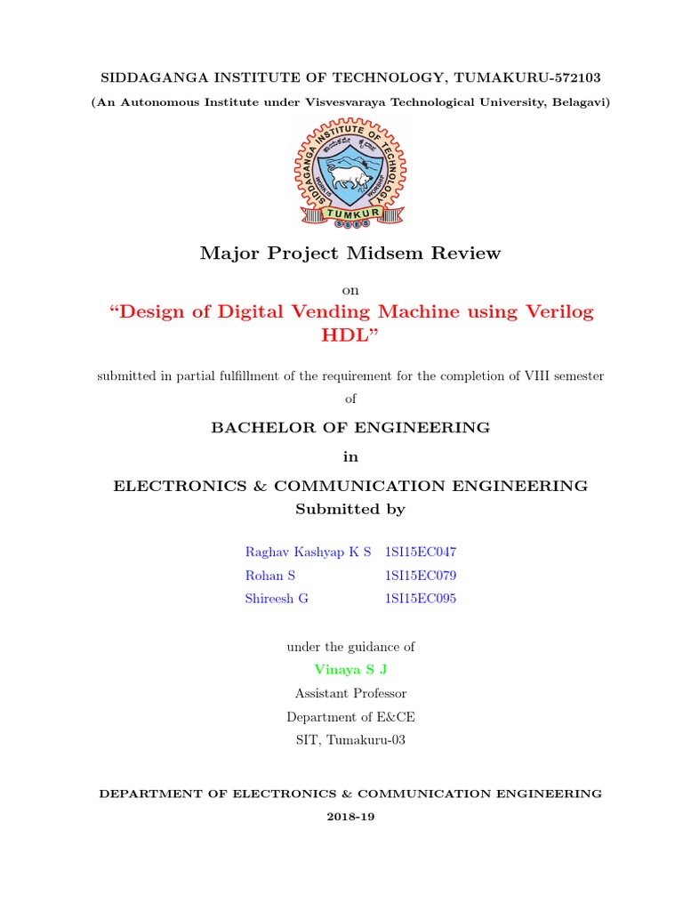 Design of Digitalised Vending Machine Using Verilog | PDF | Radio Frequency Identification ...