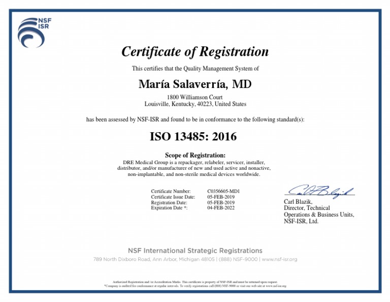 DRE Medical ISO Certification | PDF