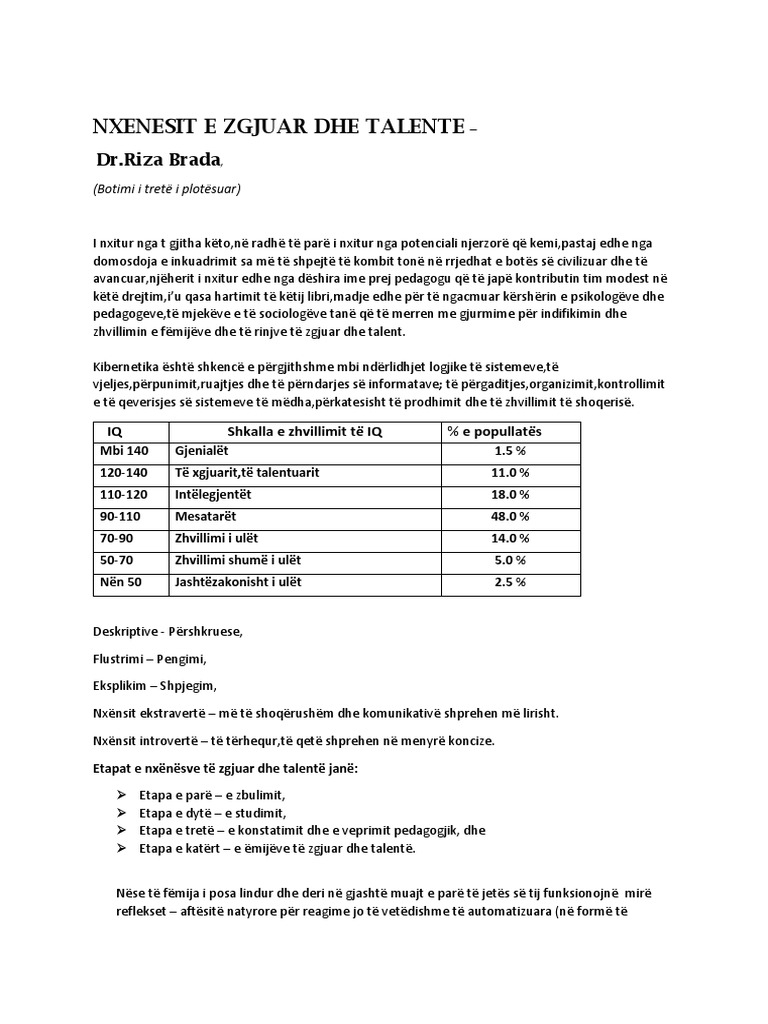 DR - Riza Brada-Nxensit e Zgjuar Dhe Talent | PDF