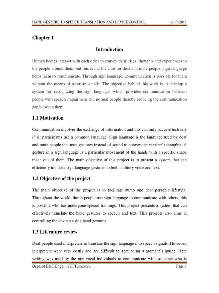 Hand Gesture To Speech Translation | PDF | Analog To Digital Converter ...